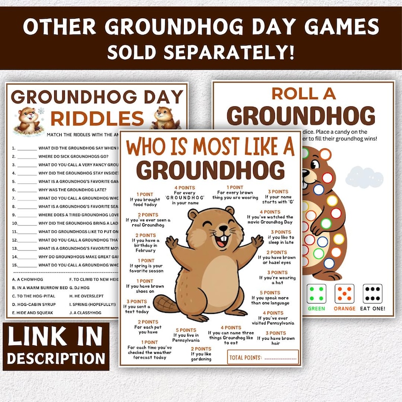 What's Your Groundhog Name Game With Nametags, Groundhog Day Games ...