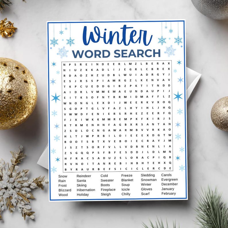 Winter Word Search Game, Printable Winter Party Game, Word Search ...