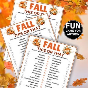 Fall This or That Game, Would You Rather, Printable Autumn Games, Fall ...