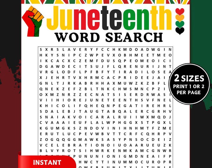 Juneteenth Word Search Game, Printable Juneteenth Games, Juneteenth ...