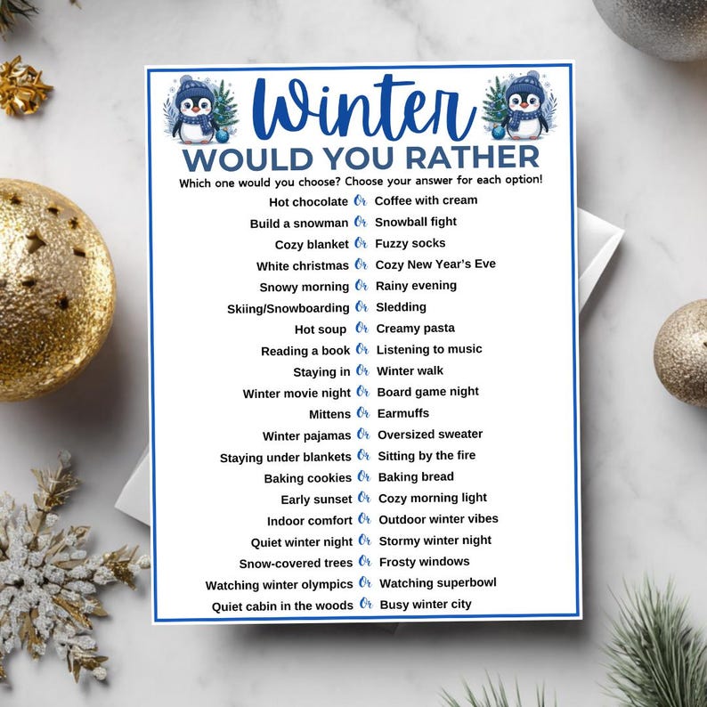 Winter Would You Rather Game, Family Holiday Game, Winter Party Game ...