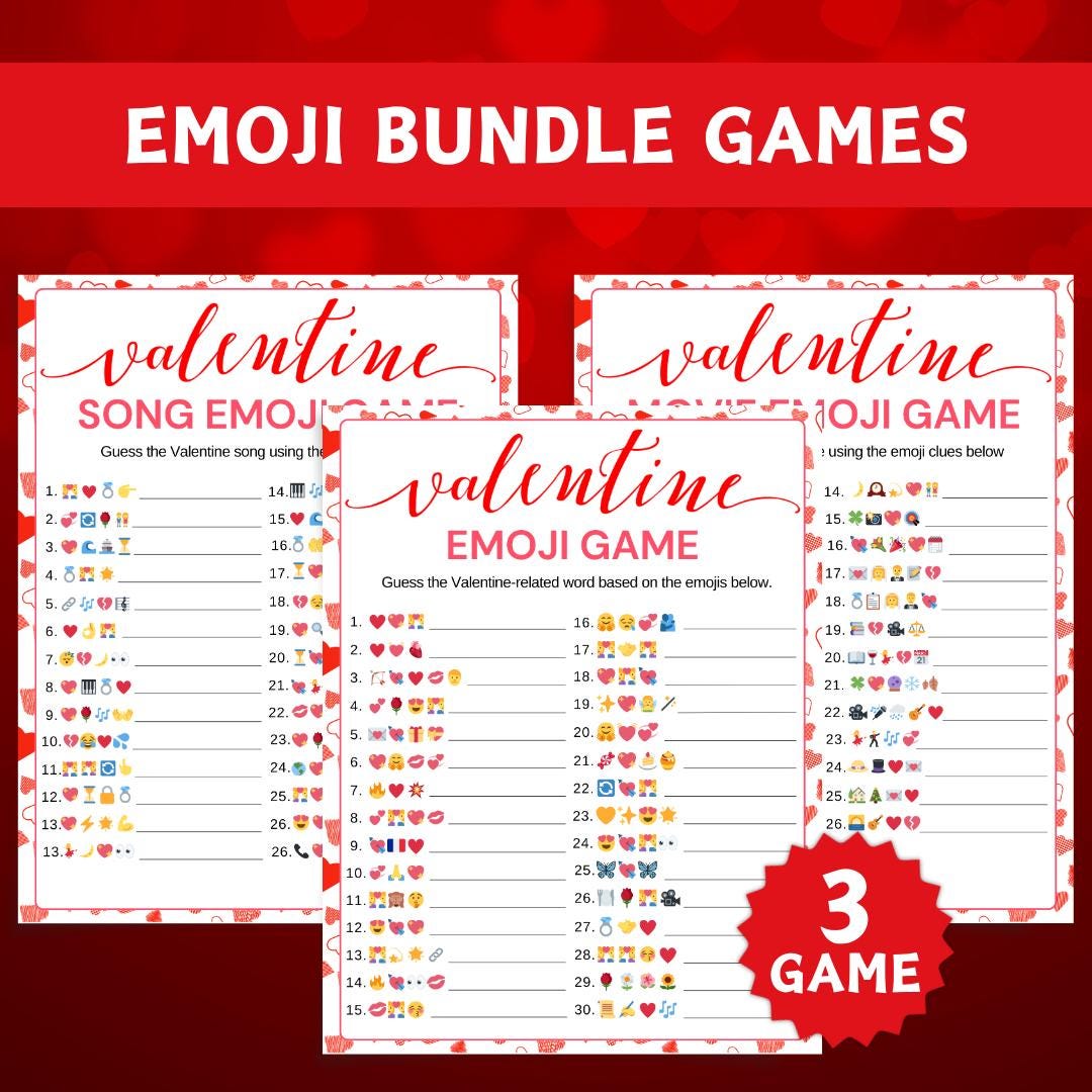 Valentine's Day Emoji Pictionary Bundle, Valentines Emoji Bundle ...