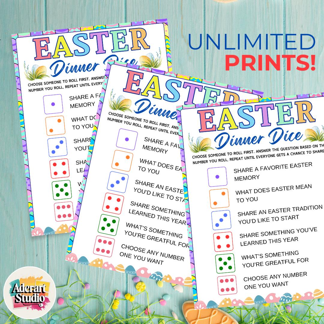 Printable Easter Dinner Dice Game, Fun Easter Party Game, Easter ...