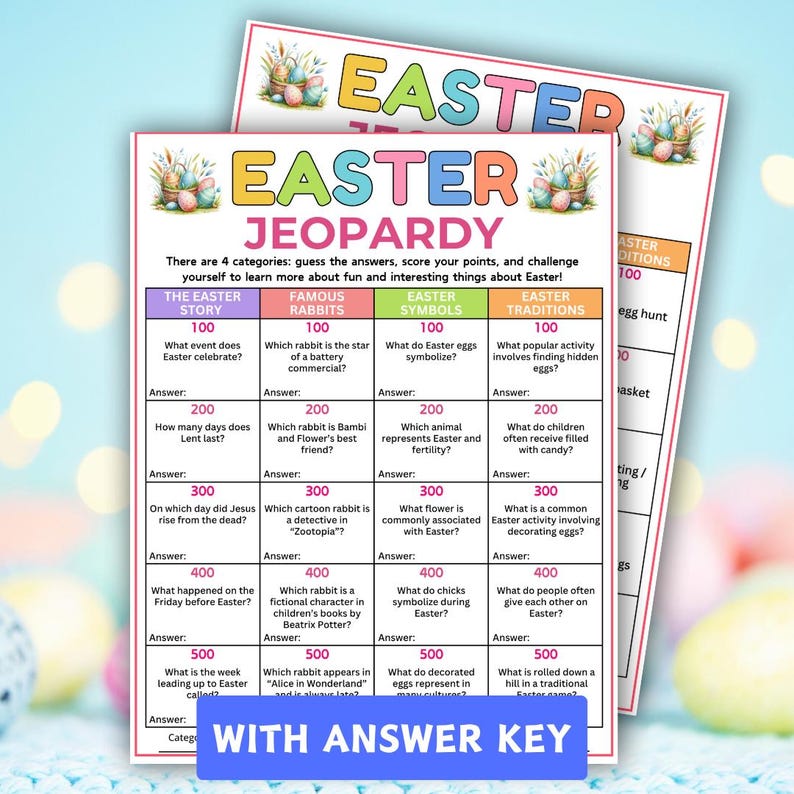 Easter Jeopardy Game, Easter Trivia Game, Quiz Game, Easter Party Games ...