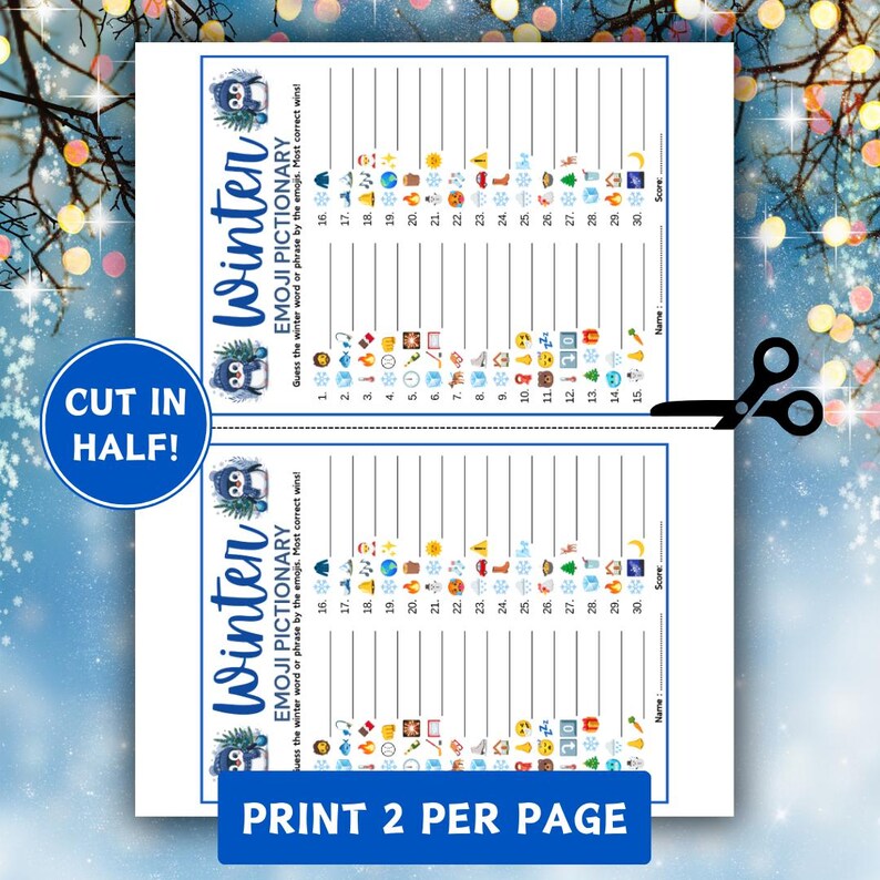 Winter Emoji Game, Winter Emoji Pictionary, Trivia Game, Winter Emoji ...