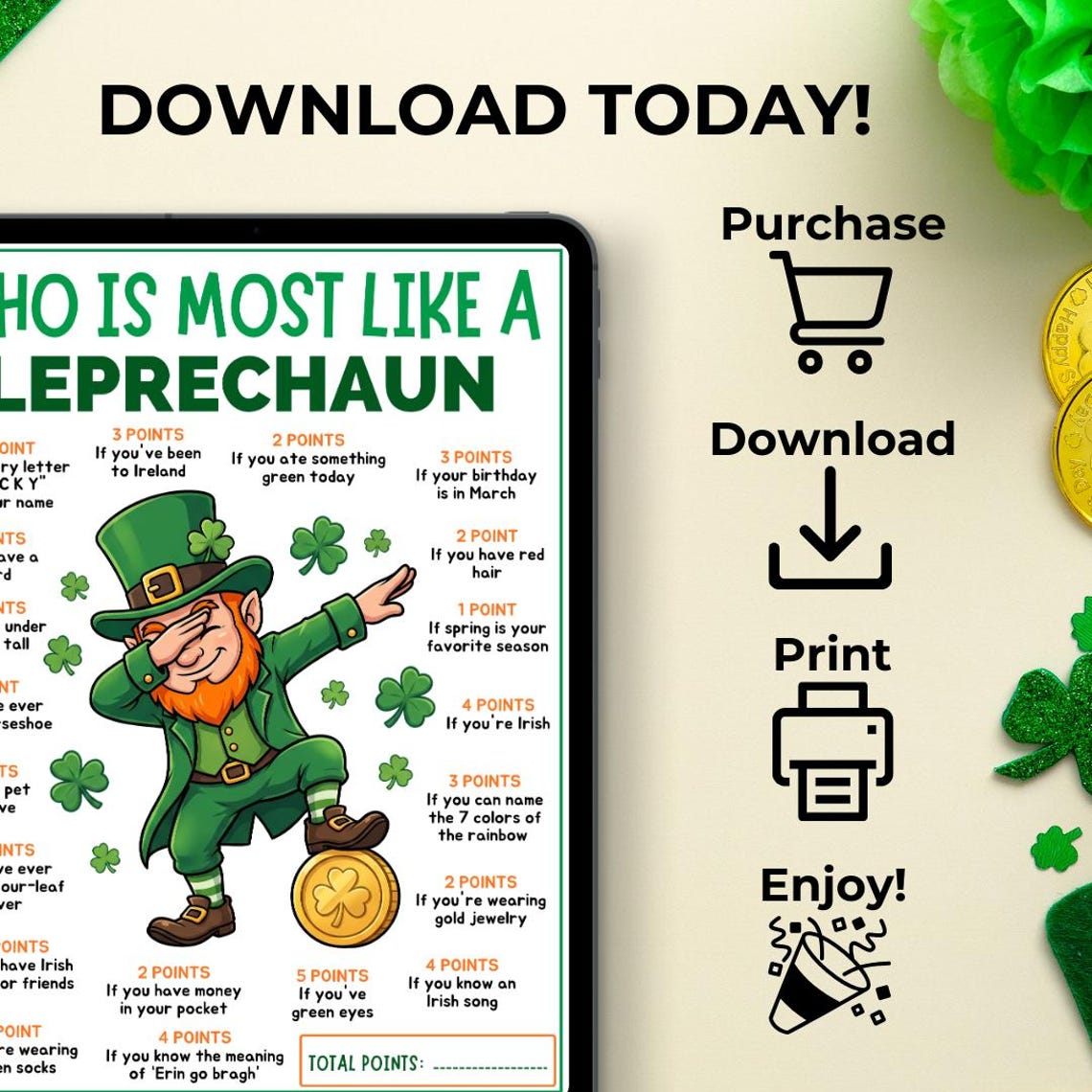 St Patrick's Day Games, Who is Most Like a Leprechaun Game, St Patricks ...