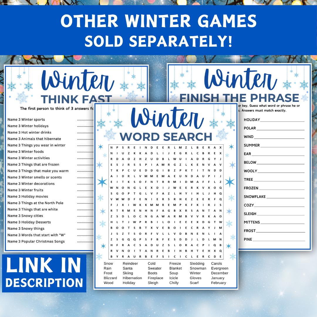 Winter Word Scramble Game, Printable Winter Game, Fun Activity Word ...