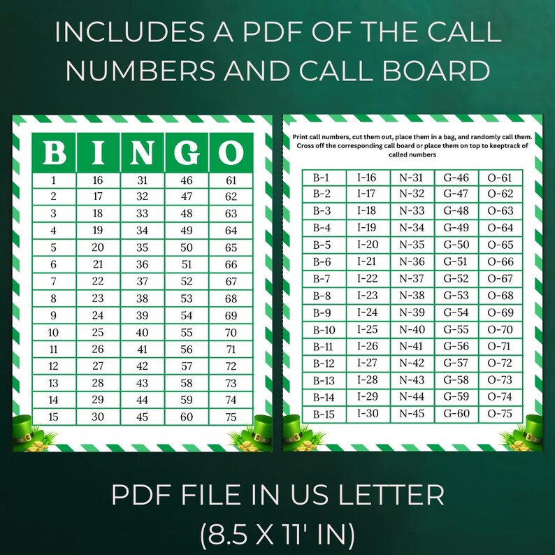 100 St. Patrick's Day Bingo Cards, St Patrick's Day Party Game, St ...