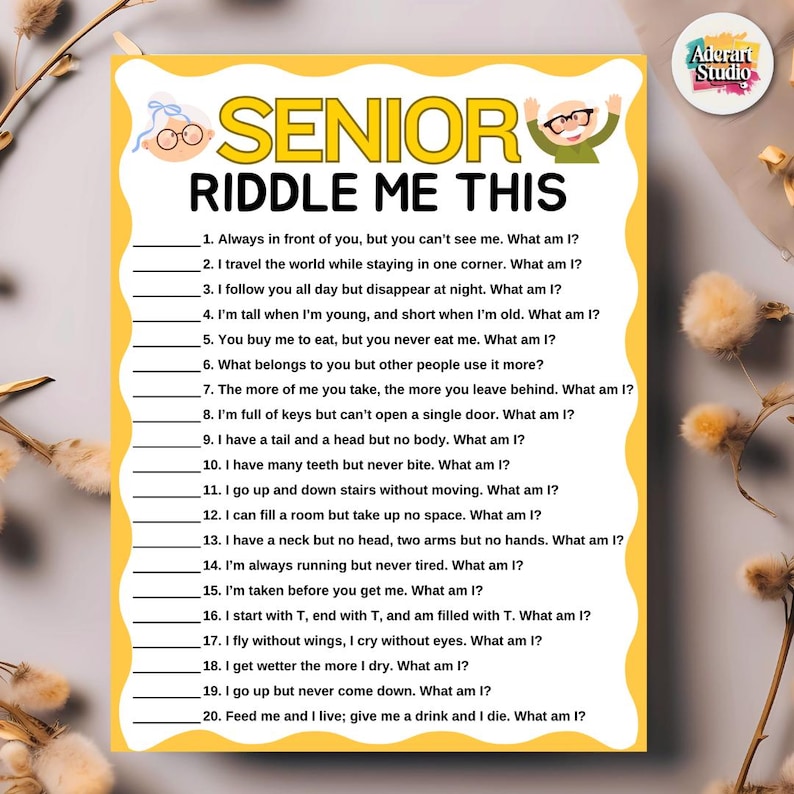 Senior Riddles Game, Senior Party Games, Riddle Quiz, Games for Senior ...