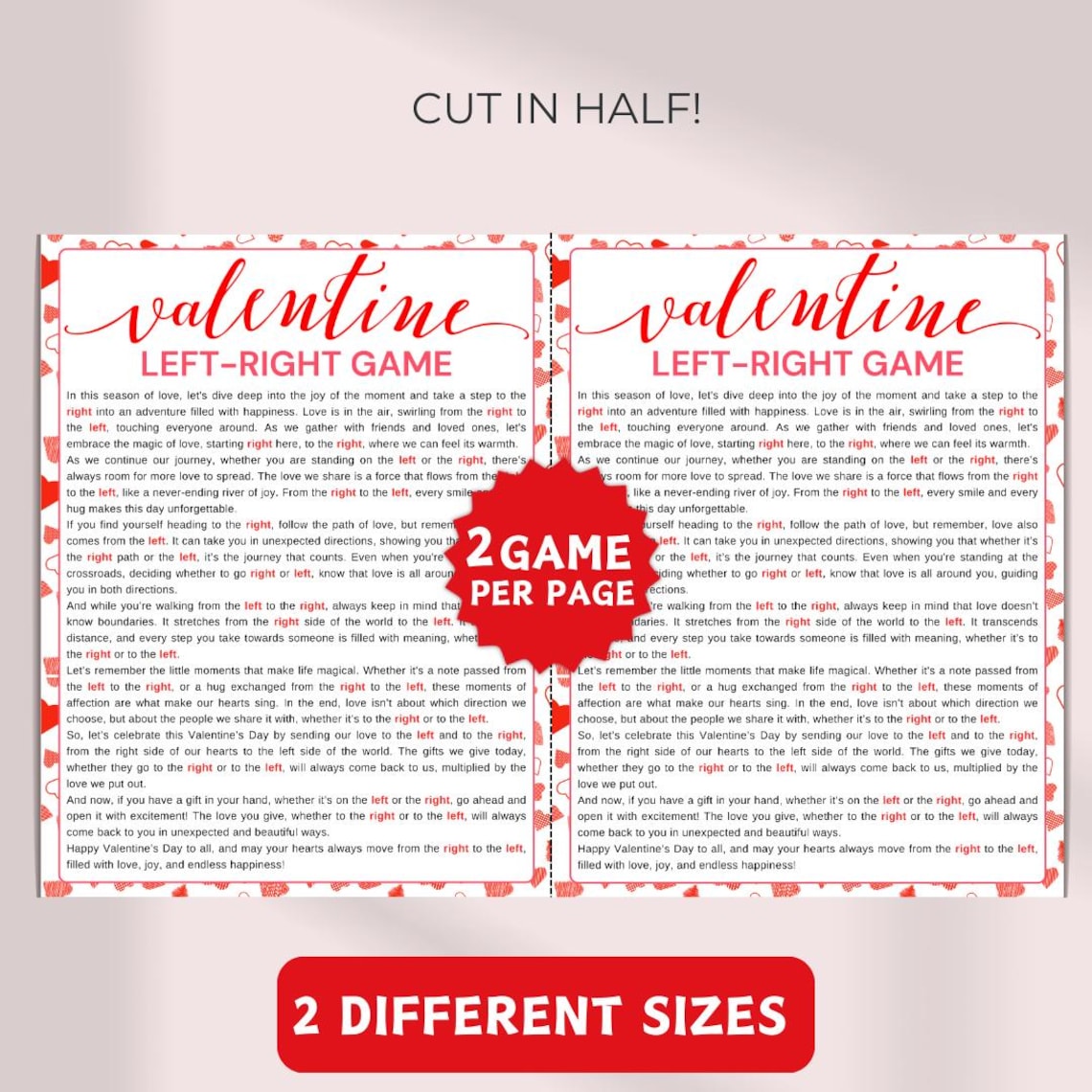 Left Right Valentine's Day Game, Valentine Printable Games for Kids ...