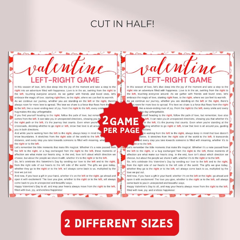 Left Right Valentine's Day Game, Valentine Printable Games for Kids ...