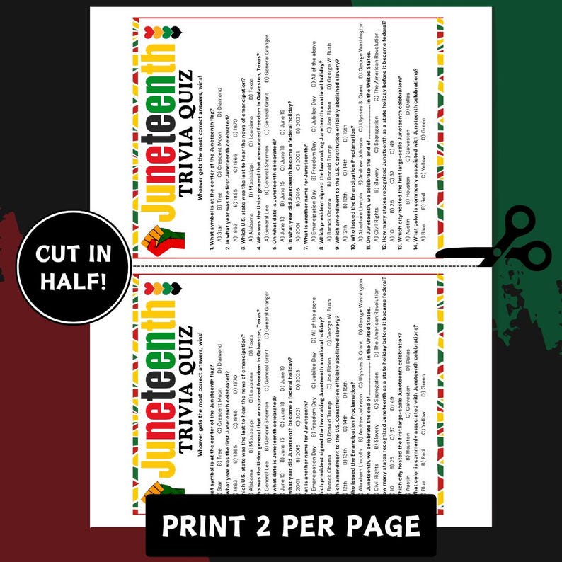 Juneteenth Trivia Game, Printable Juneteenth Games, African American ...