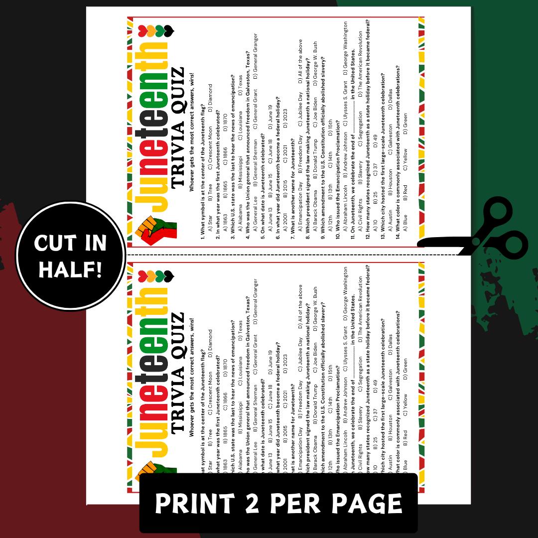Juneteenth Trivia Game, Printable Juneteenth Games, African American ...