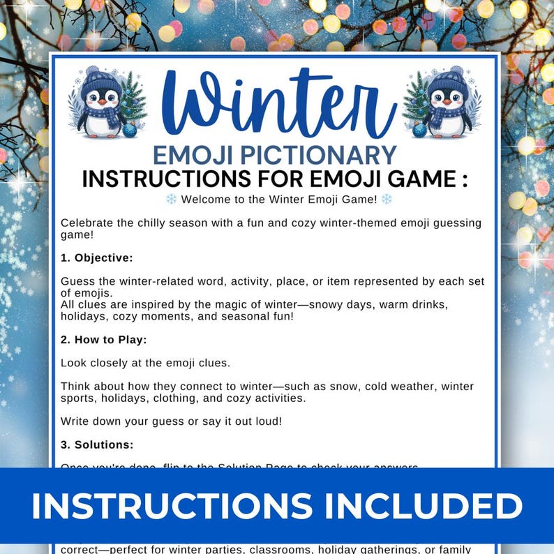 Winter Emoji Game, Winter Emoji Pictionary, Trivia Game, Winter Emoji ...