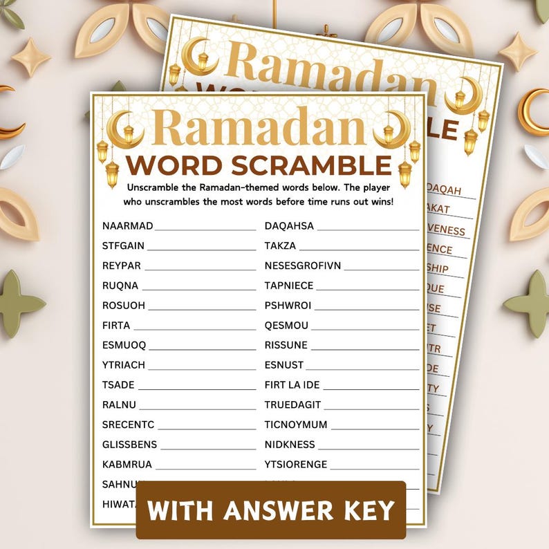 Ramadan Word Scramble Game, Printable Ramadan Game, Ramadan Activity ...