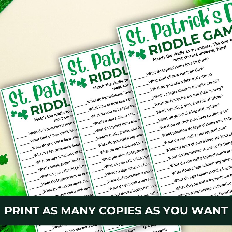 St Patrick’s Day Riddle Game, Printable St Patricks Day Trivia Game ...