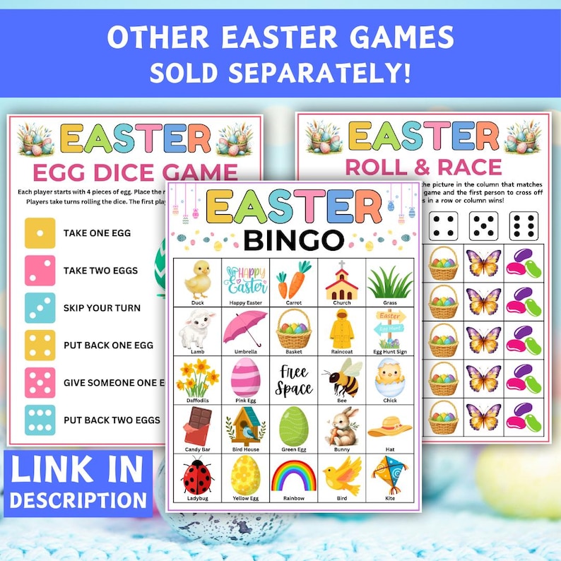 Printable Easter Roll and Color Game, Easter Party Game, Easter Dice ...