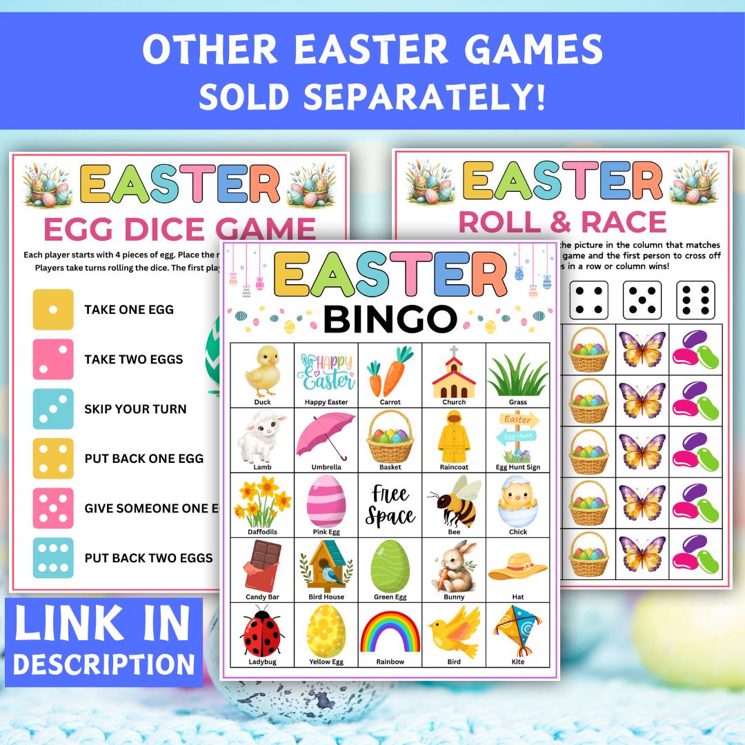 Printable Easter Roll and Color Game, Easter Party Game, Easter Dice ...