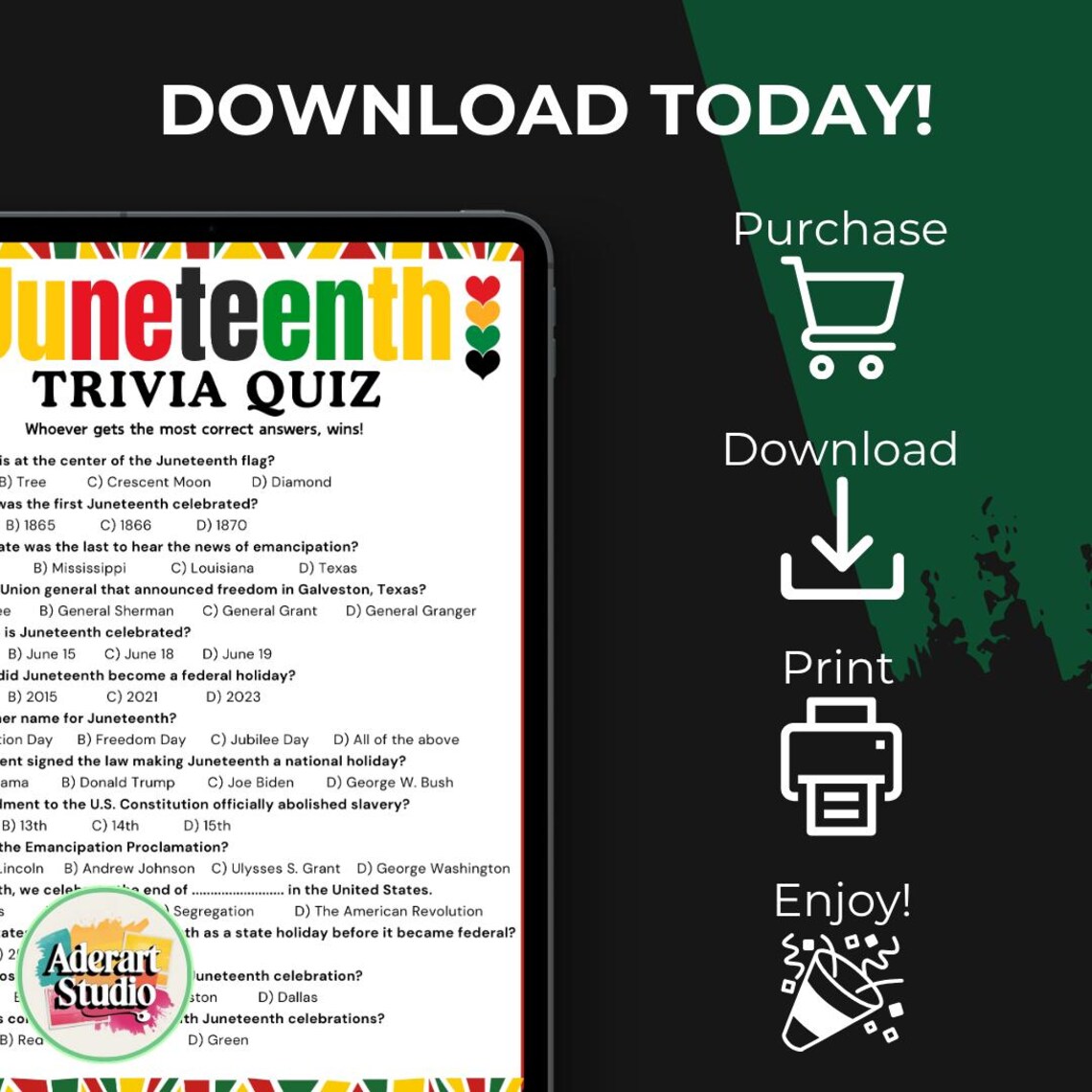 Juneteenth Trivia Game, Printable Juneteenth Games, African American ...