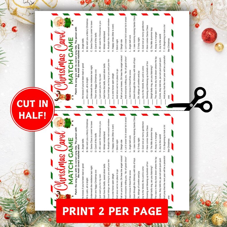 Christmas Carol Game, Printable Christmas Game, Christmas Song Trivia ...