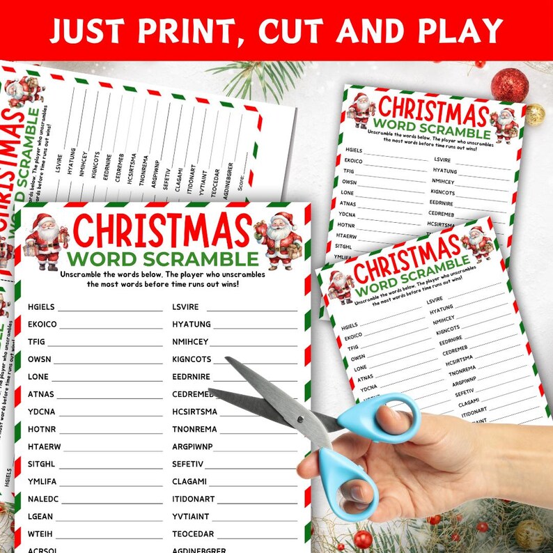 Christmas Word Scramble Game, Printable Christmas Game, Word Unscramble ...