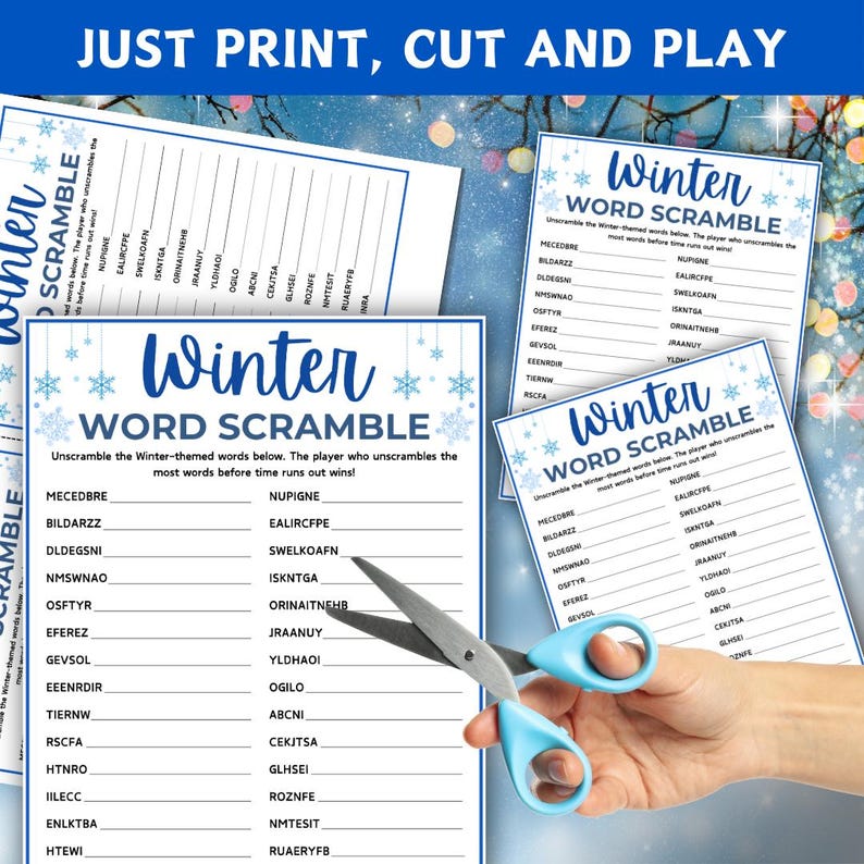 Winter Word Scramble Game, Printable Winter Game, Fun Activity Word ...