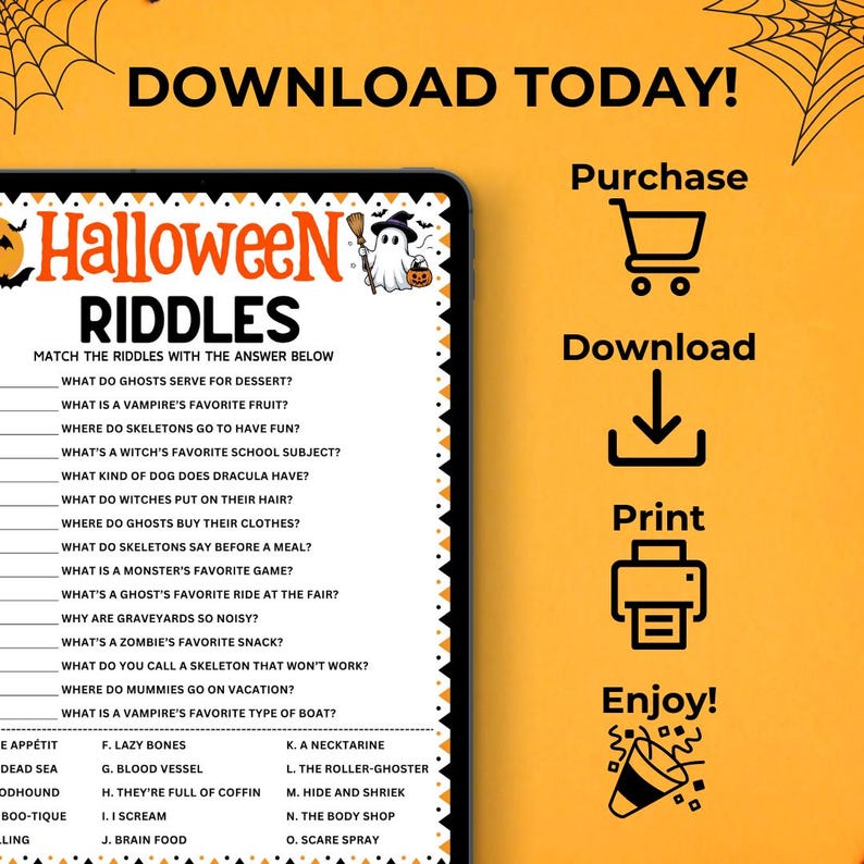 Halloween Riddles Game, Halloween Riddle Me This Game, Halloween Party ...