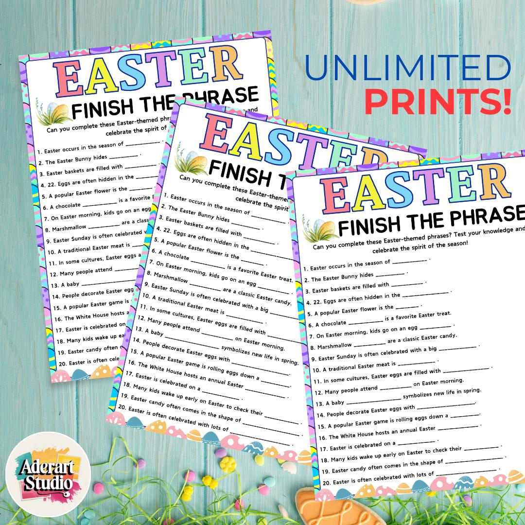 Easter Finish the Phrase Game, Easter Trivia Game, Printable Easter ...