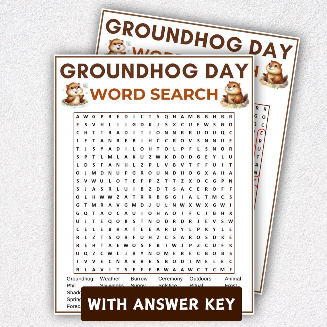 Groundhog Day Word Search Game, Groundhog Day Party Idea, Word Game ...