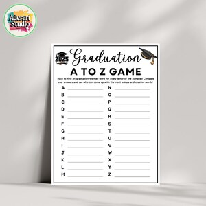 Printable Graduation A to Z Game, A-Z Race Game, Graduation Party Game ...