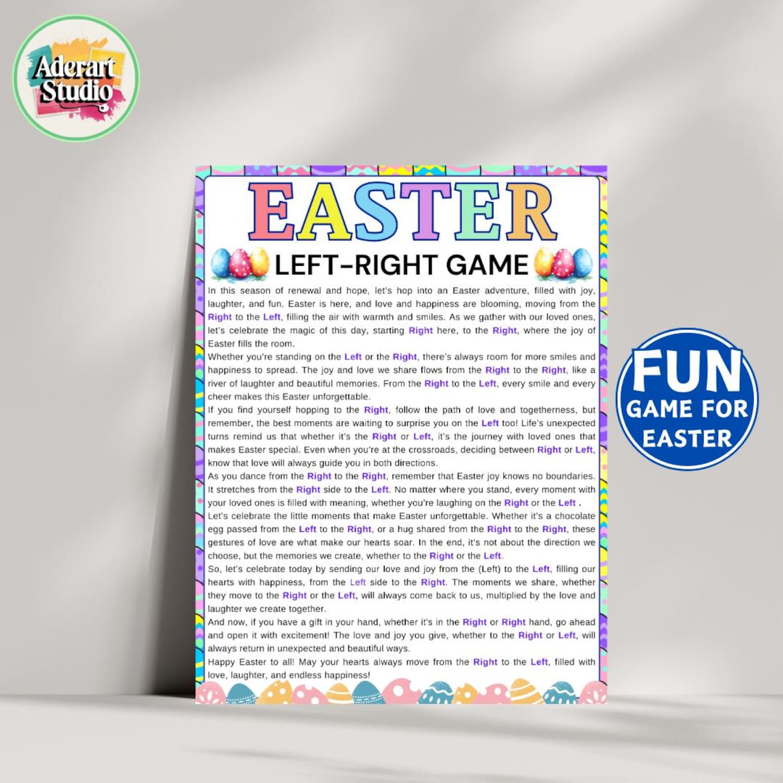 Left Right Easter Game, Pass the Prize Gift Exchange Game, Printable ...