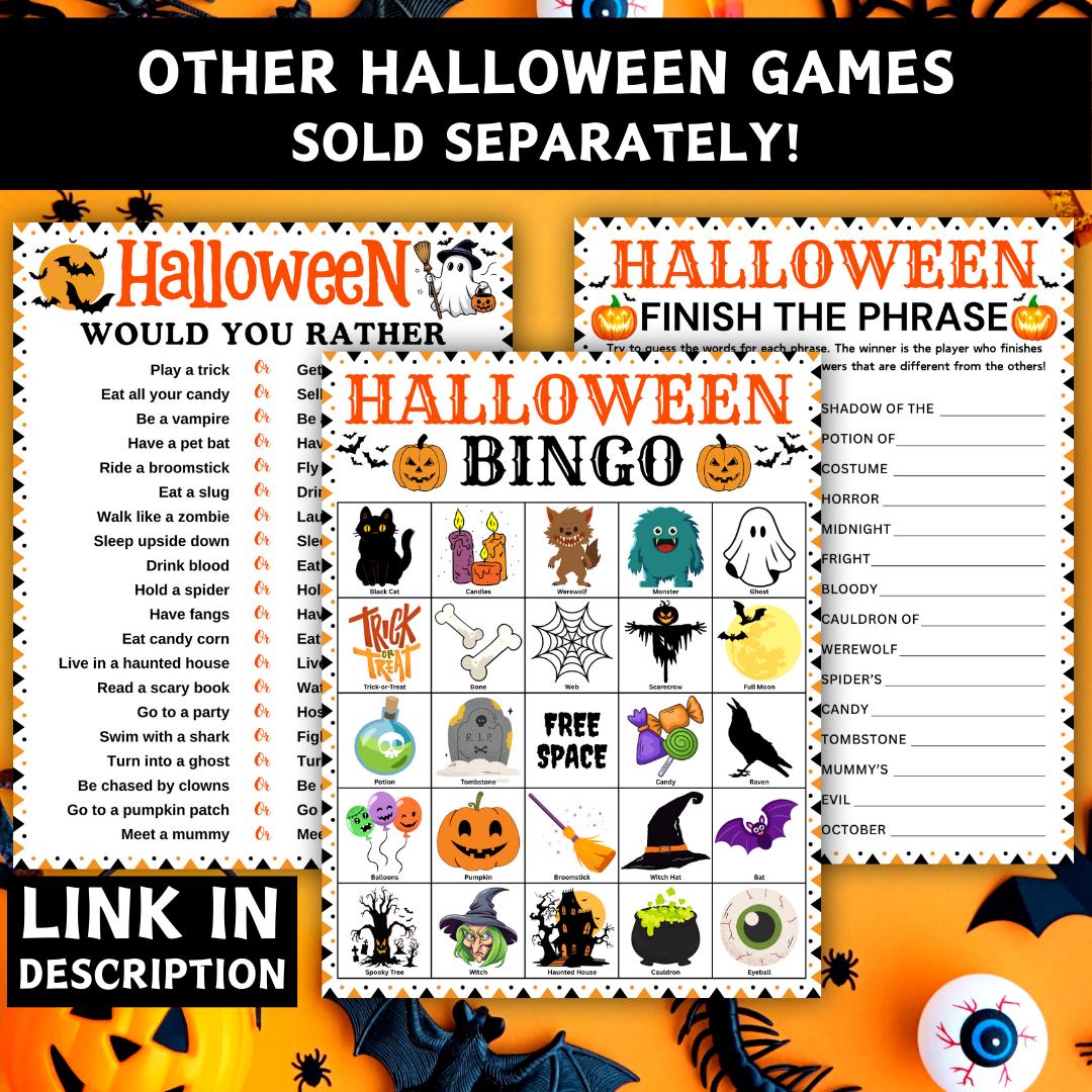 Halloween Think Fast Game! Printable Halloween Game, Think Quick Trivia ...