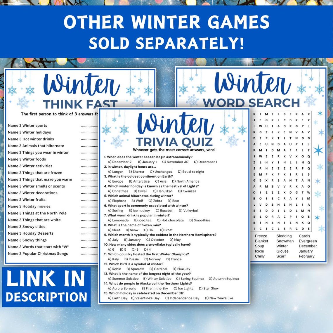 Winter This or That Game, Would You Rather, Printable Winter Games for ...