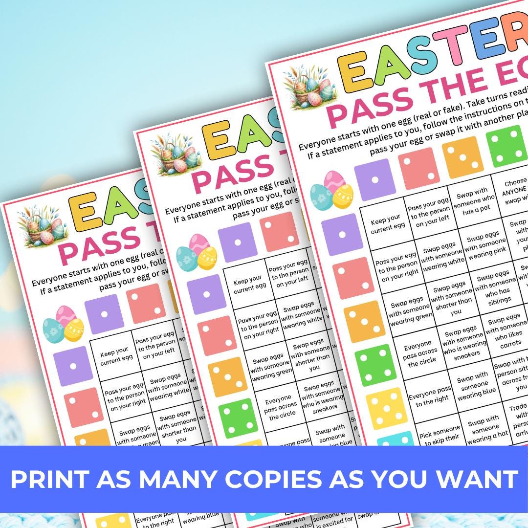 Easter Pass the Egg Game, Easter Left Right Dice Game, Easter Party ...