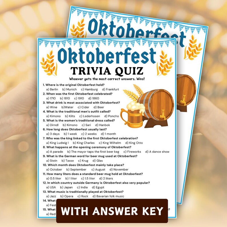 Oktoberfest Trivia Game, Printable Oktoberfest Games, Oktoberfest Party ...