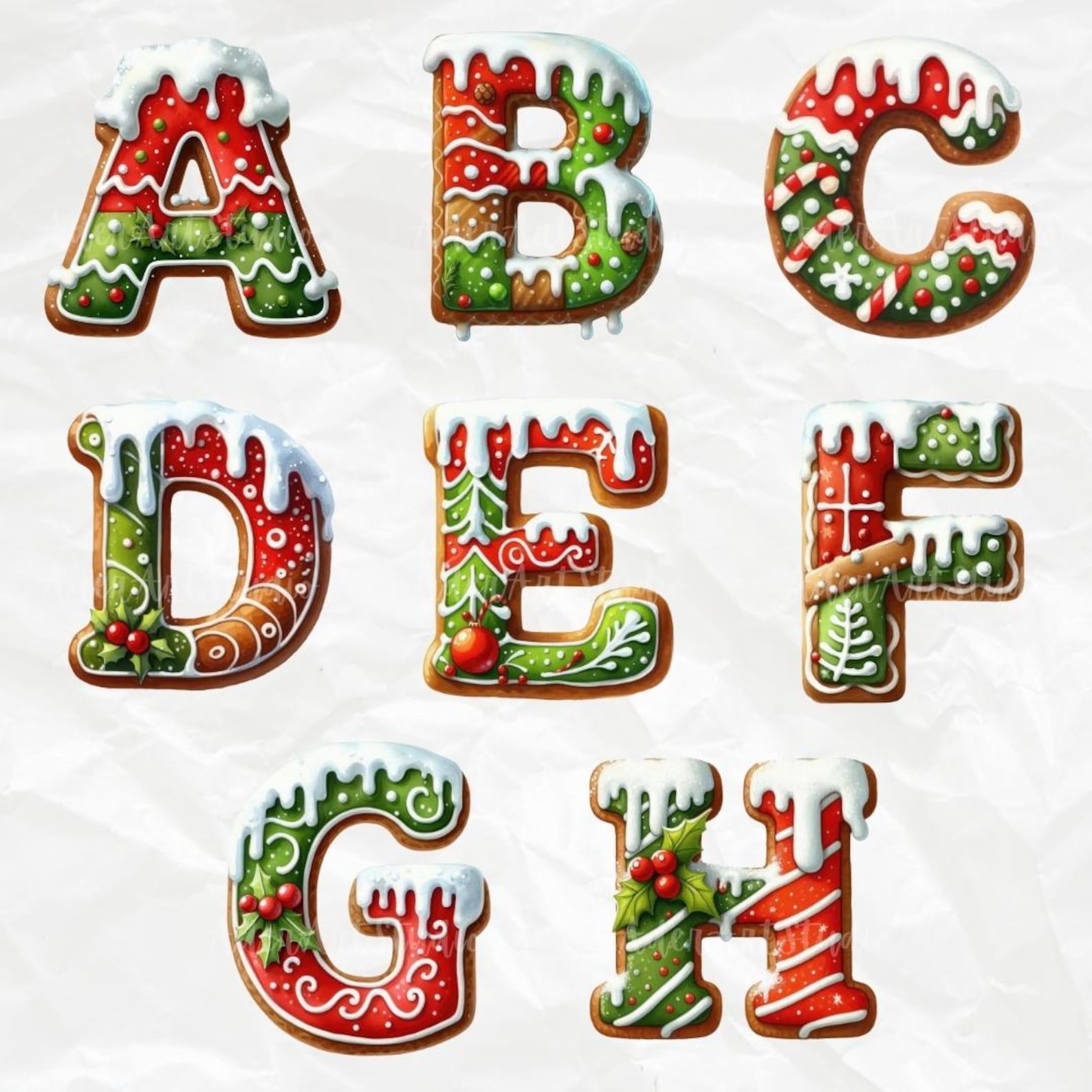 Christmas Gingerbread Alphabet Clipart Bundle, Alphabet Clipart ...