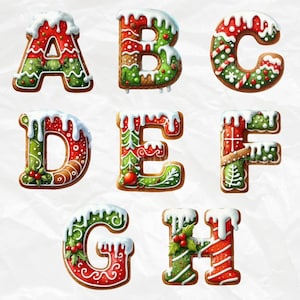 Christmas Gingerbread Alphabet Clipart Bundle, Alphabet Clipart ...