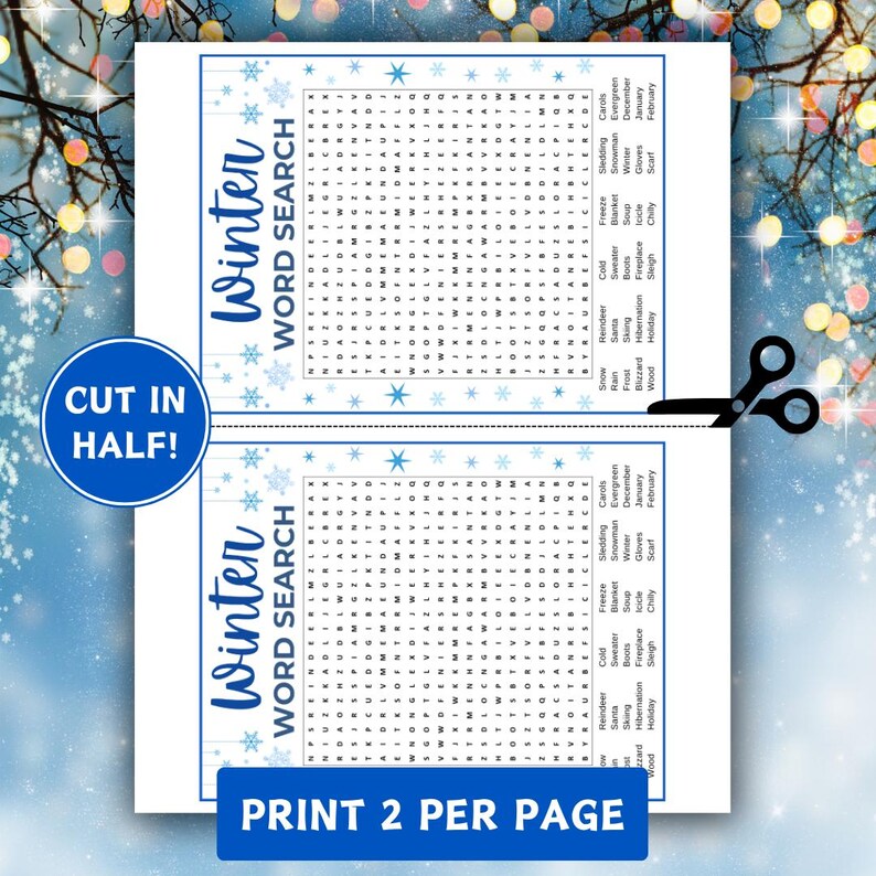 Winter Word Search Game, Printable Winter Party Game, Word Search ...