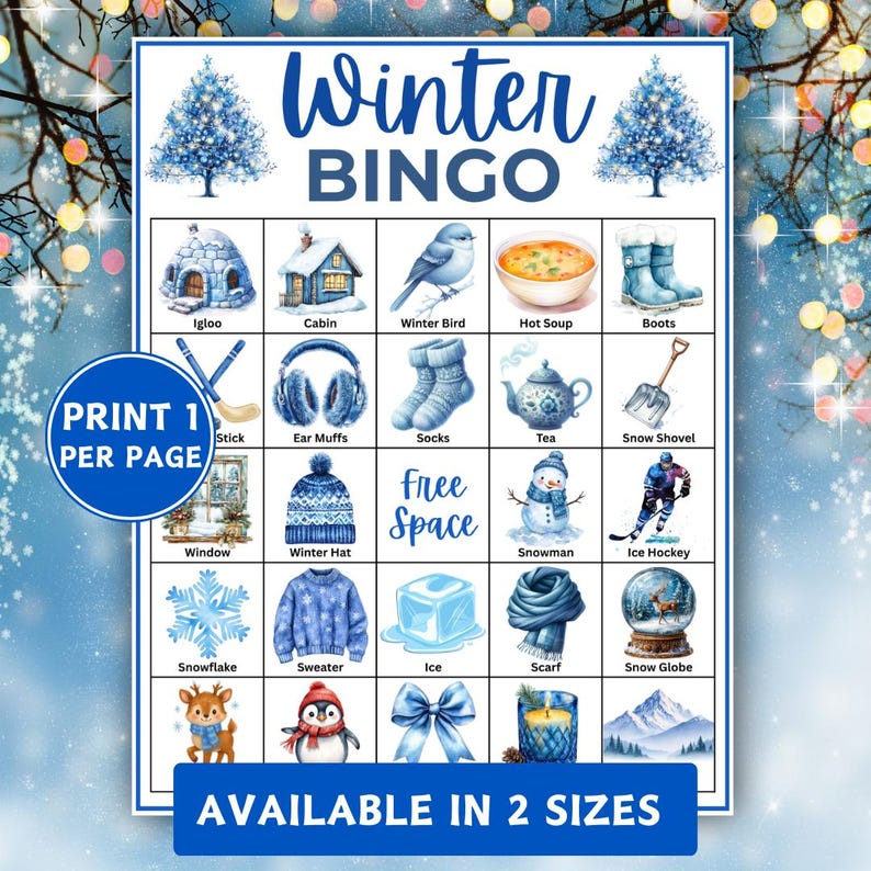50 Winter Bingo Cards, Winter Bingo, Winter Themed Bingo Cards PDF ...