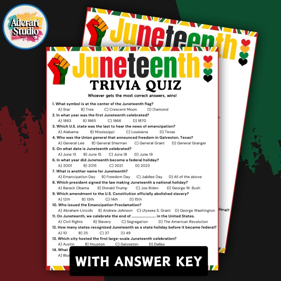 Juneteenth Trivia Game, Printable Juneteenth Games, African American ...
