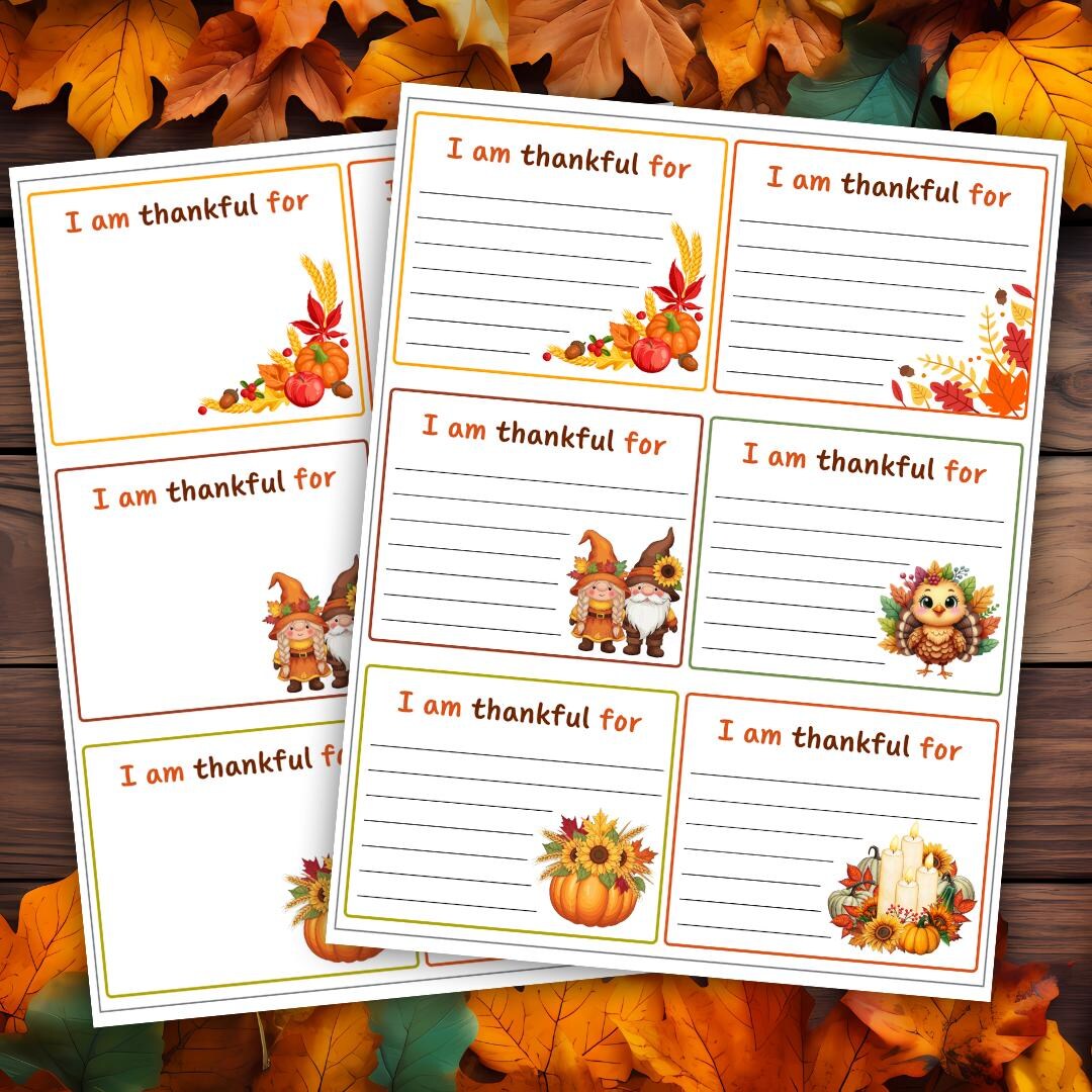 Thanksgiving Gratitude Cards, DIY Grateful Cards, I'm Thankful for ...