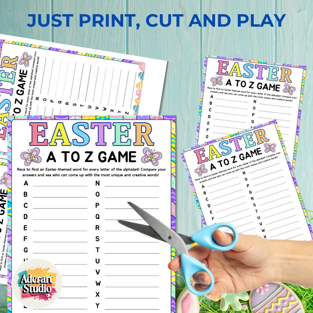 Printable Easter A to Z Game, A-Z Race Game, Easter Party Game, ABC ...
