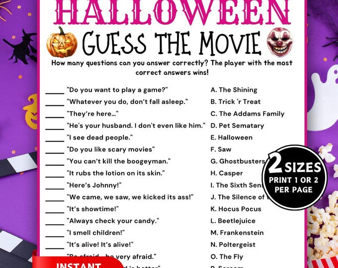 Halloween Guess the Movie Game | Printable Halloween Party Game ...