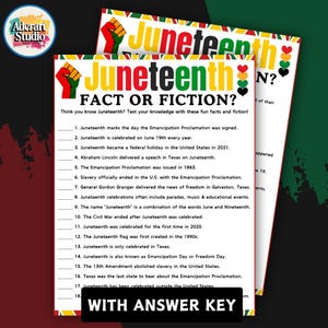 Juneteenth Fact or Fiction Game, True or False Quiz, Juneteenth Trivia ...