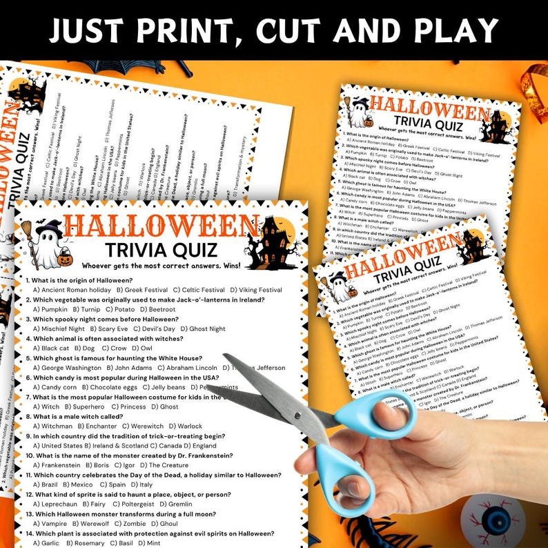 Halloween Trivia Game, Holiday Trivia Quiz, Printable Halloween Game ...