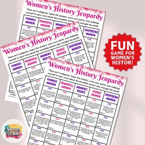 Women's History Jeopardy Game, Women's History Trivia Game, Women's Day ...