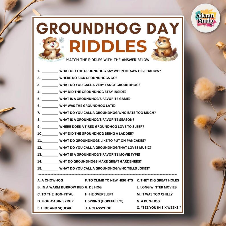 Groundhog Riddles Game With Answers, Printable Trivia Game for Kids ...
