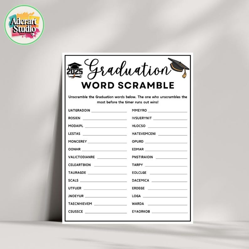 Graduation Word Scramble Game, Printable Graduation Party Games ...
