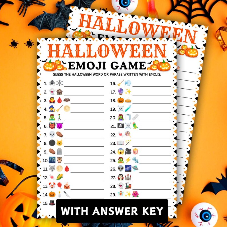 Halloween Emoji Game, Halloween Party Game, Trick or Treat Emoji Game ...