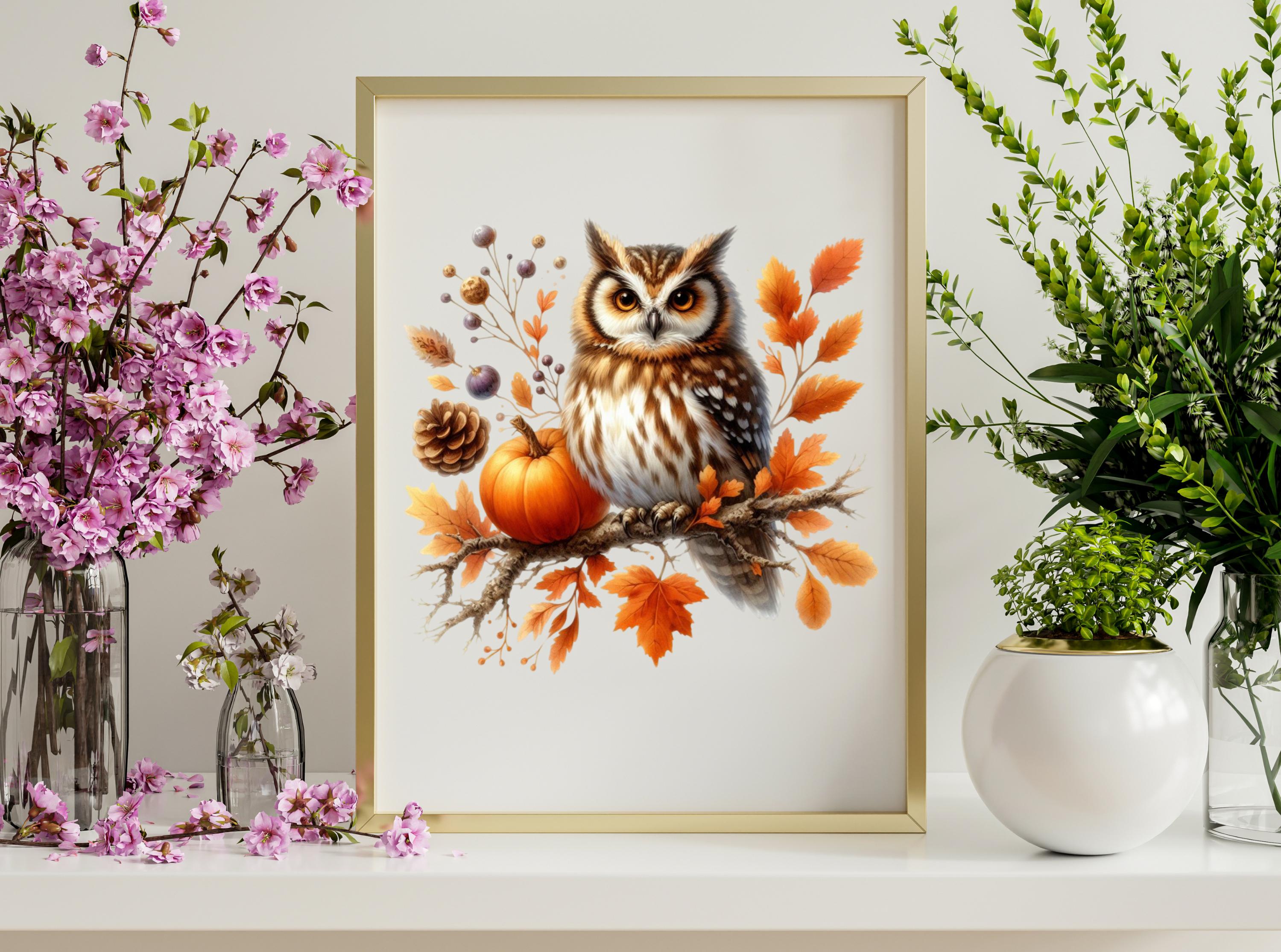 Watercolor Autumn Owl Clipart, Cute Fall Owl Images, Owl Clipart, Cozy ...